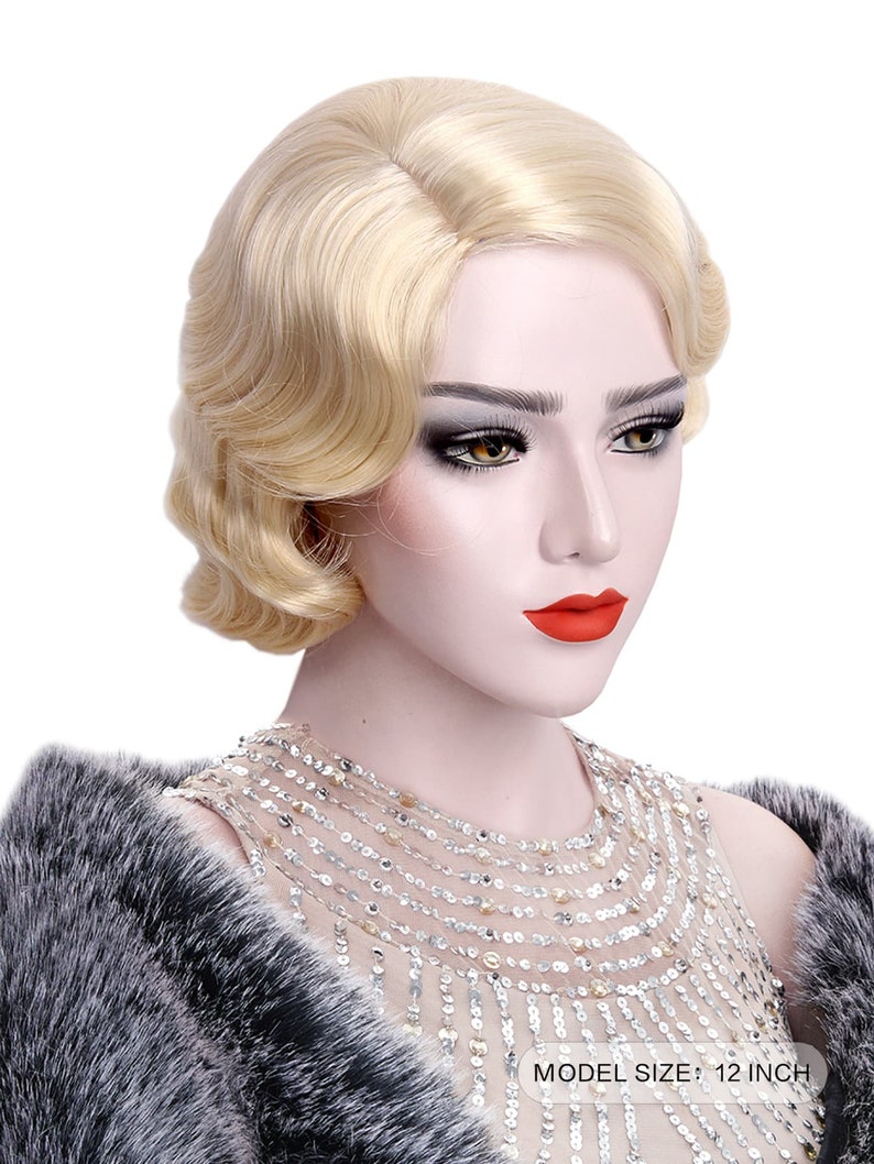 Peluca Vintage Brown Finger Waves Wig Costume Short Retro 1920s Vintage ...
