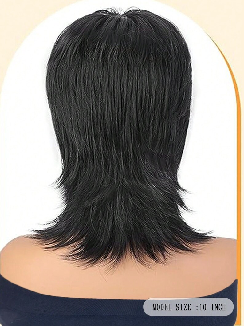 Black Mullet Wigs for Women Pixie Cut Wigs With Bangs Short Straight ...
