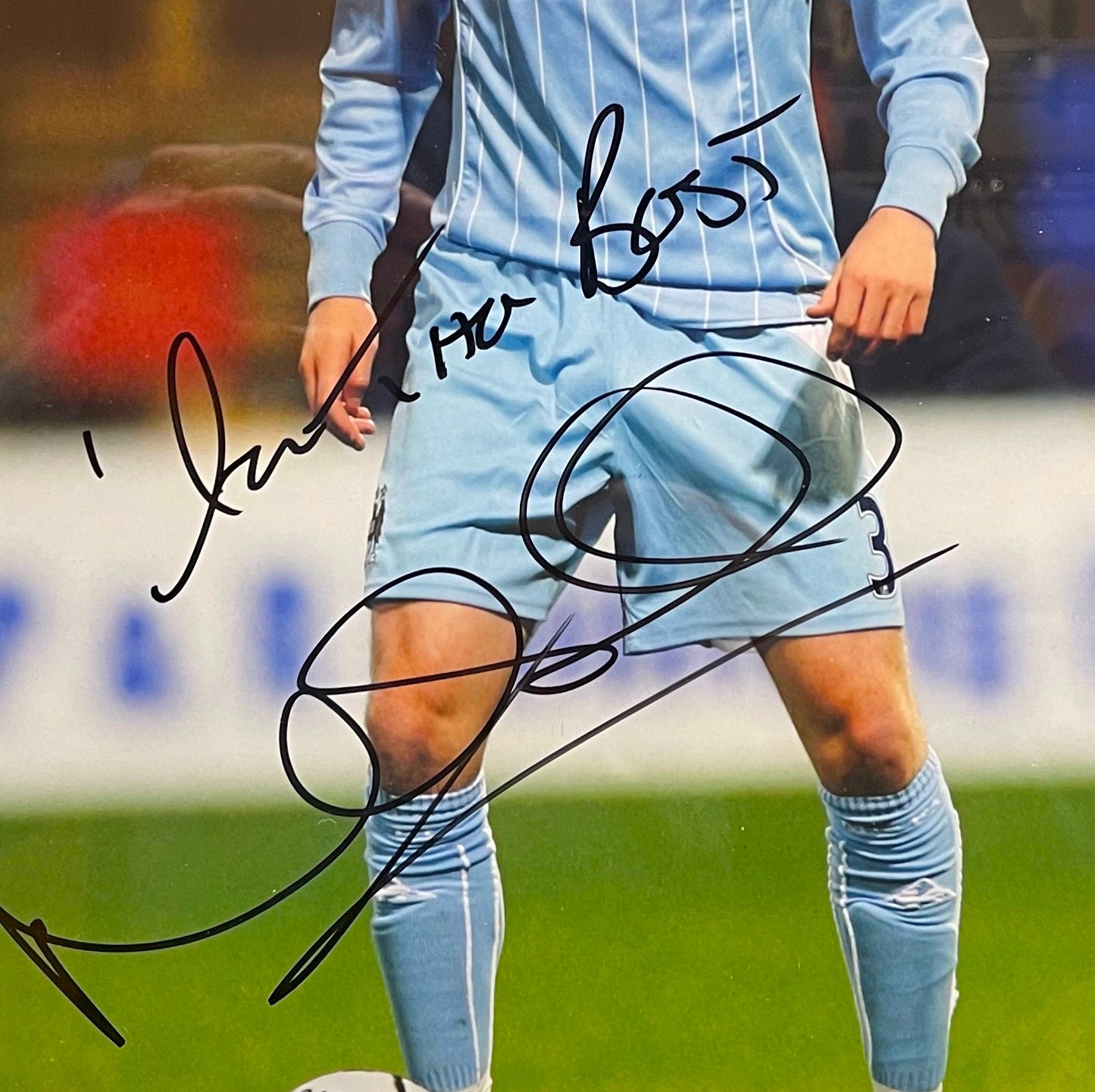 Michael Ball Former Manchester City Player Oak Framed 40 X 30cm Genuine ...