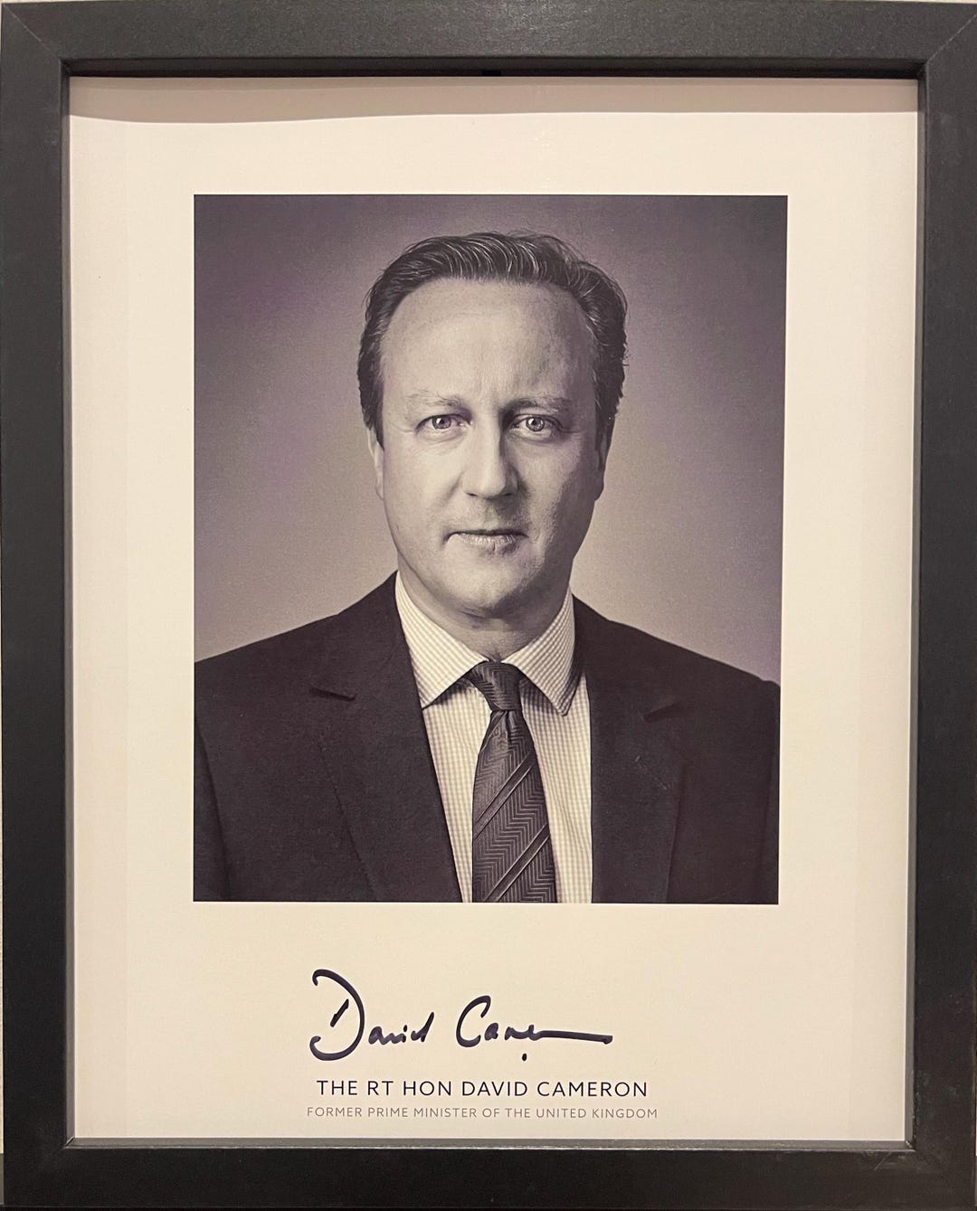 David Cameron, Former British Prime Minister, Framed (10' X 8' Inch) 100% Hand Signed Photo With ...