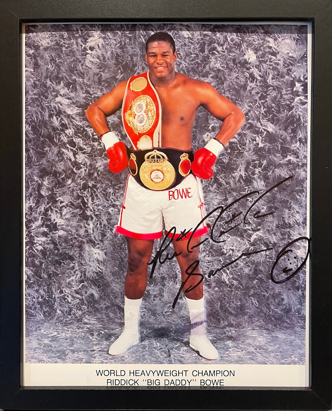 Riddick Bowe Former Heavyweight World Boxing Champion Guaranteed Hand Signed Photo. Framed 10 ...