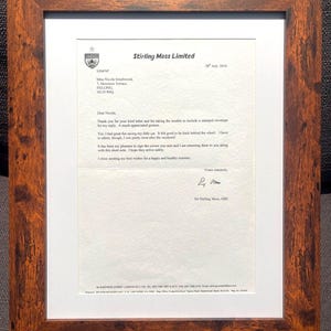 Stirling Moss 100% Genuine RARE Formula 1 Framed Guaranteed Hand Signed ...