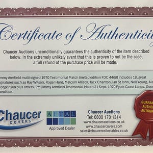 Jimmy Armfield Blackpool England Legend, Multi - Hand Signed Incl ...