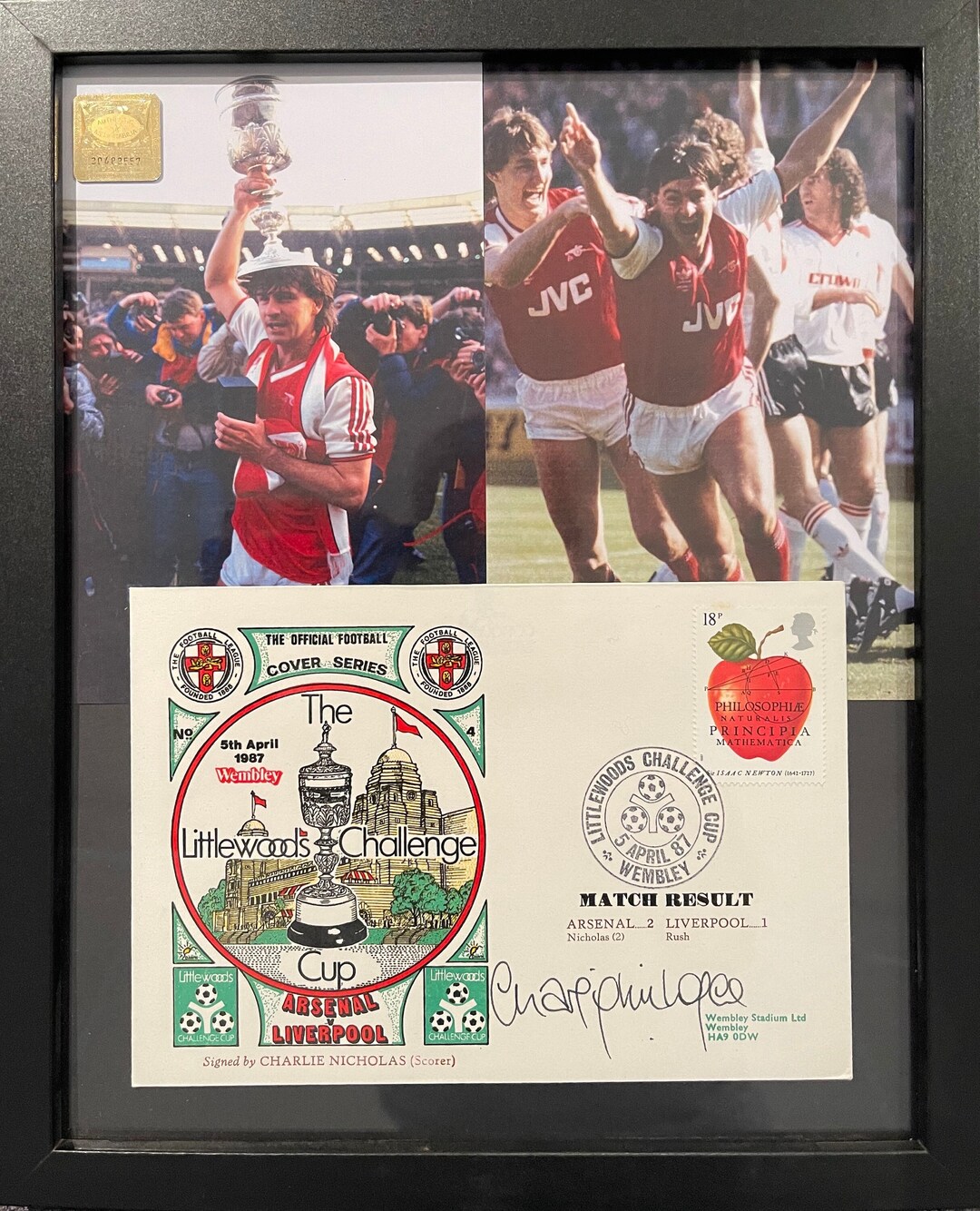 Charlie Nicholas Former Arsenal Player, 100% Hand Signed FDC, Framed ...