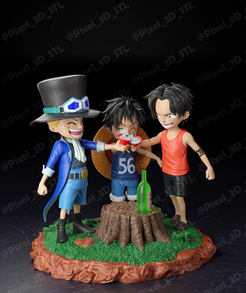 One Piece Luffy, Ace & Sabo STL Model for Resin Printer Figure 3D ...