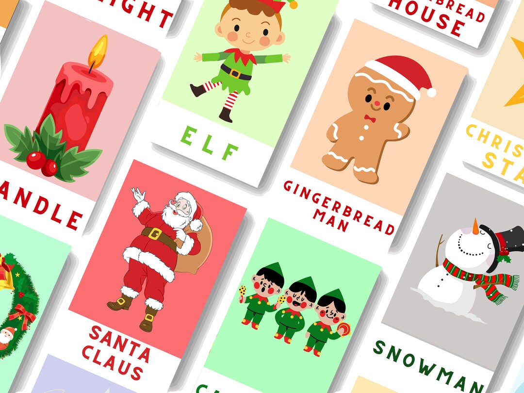 Christmas Flashcards Printable Christmas Flashcards 20 Montessori Cards ...