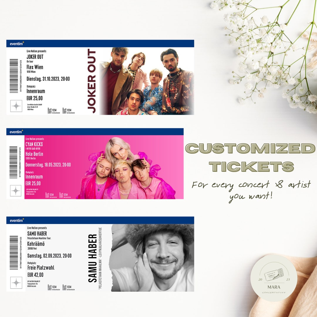 Individuelle Konzertkarten für jeden gewünschten - Etsy.de