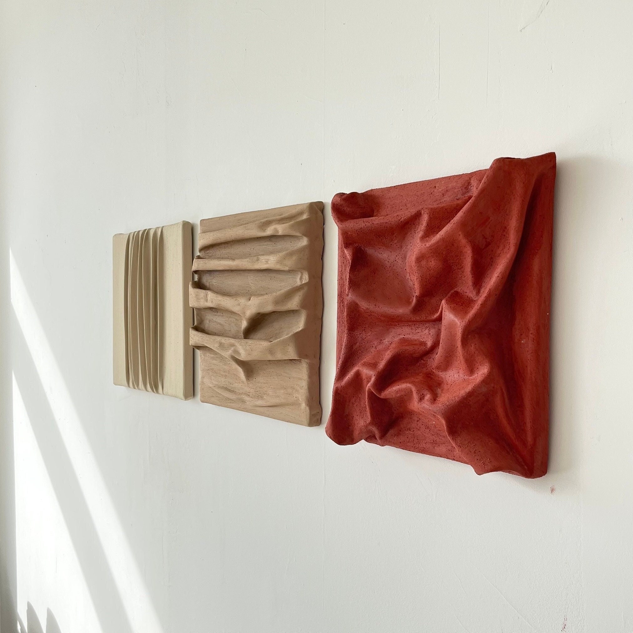 Nude Tones With Terracotta, Abstract and Textured 3D Wall Art in Terracota. - Etsy