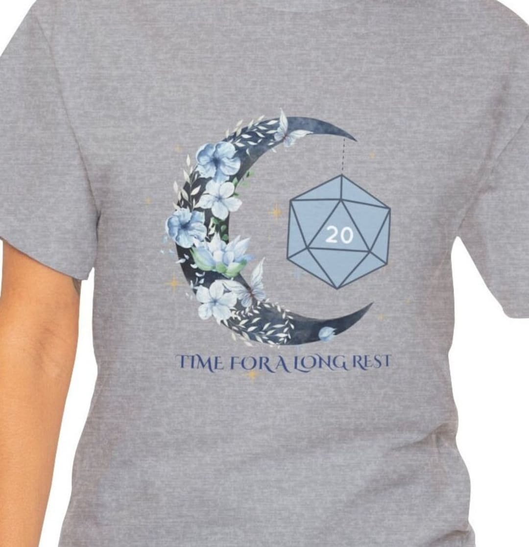 Dnd Shirt: Moon & D20 - Time for a Long Rest - Etsy
