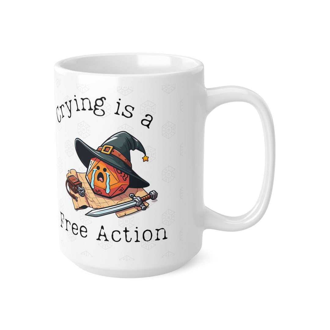 Dnd Mug Crying is a Free Action Mug Gift for Dm Dungeons Dragons, BG3 ...
