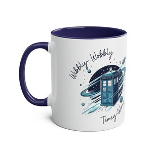 Who Dr Doctor Inspired Gift Mug, Wibbly Wobbly Timey Wimey Tardi Blue ...