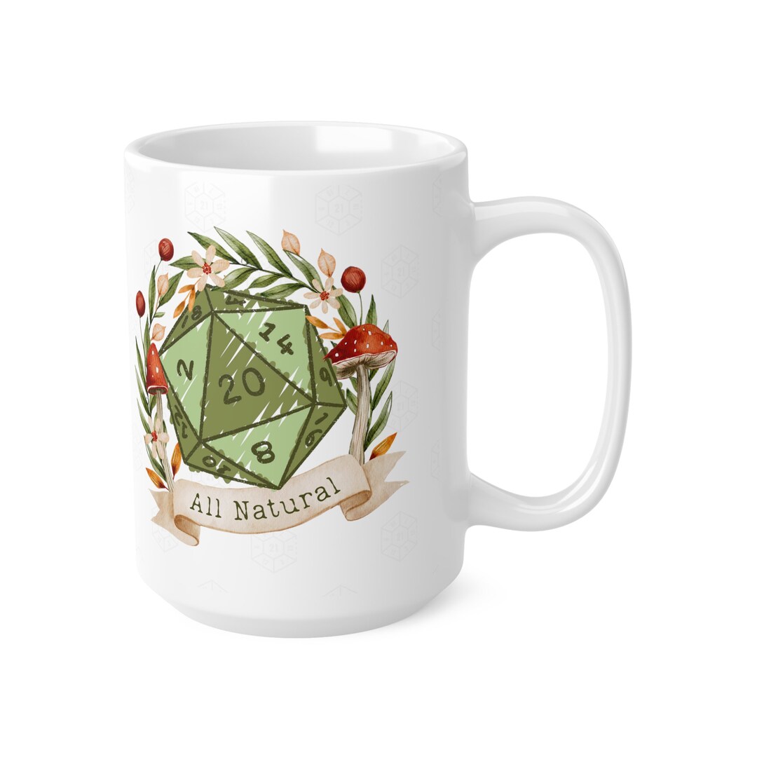 Dnd Nat 20 Druid Mug: Mushroom D20 Dice - Video Game Gift - Etsy