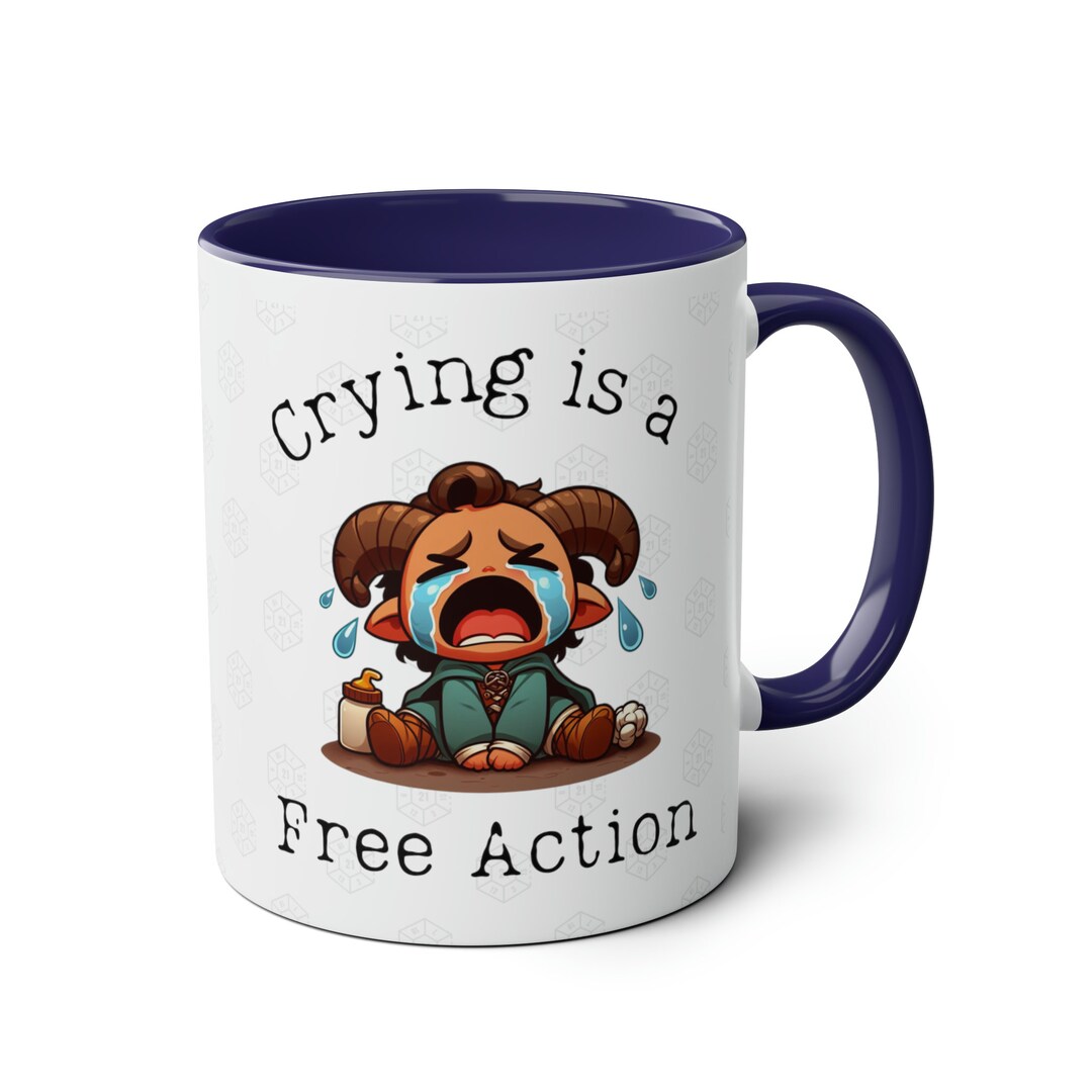 D&D Tiefling Coffee Mug, Crying is a Free Action, BG3 Gift - Etsy