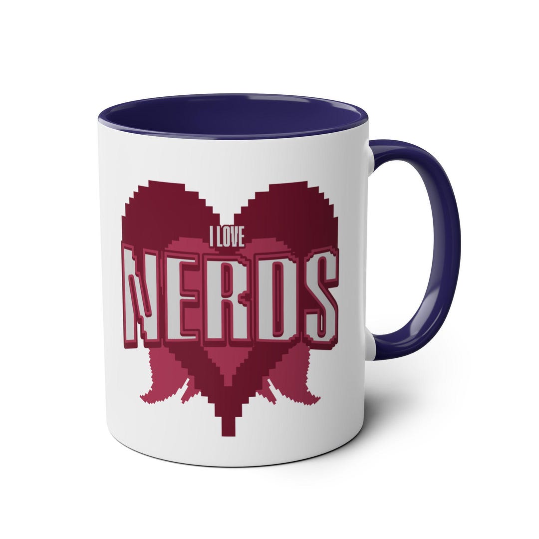 I Love Nerds Mug Pixle Art Coffee Tea Cup Geeky Gift for Gamers ...