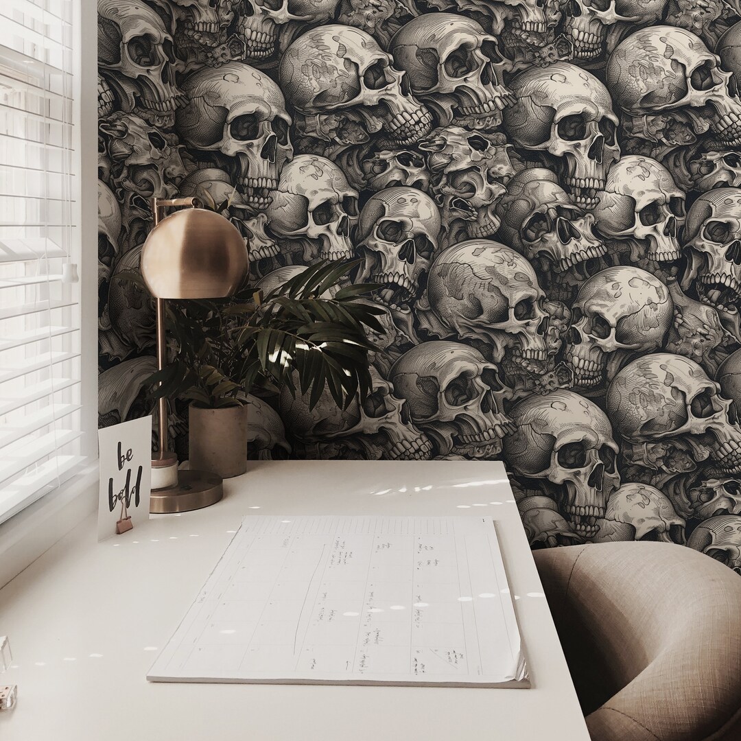 Cold Gray Moody Skull Gothic Wallpaper, Dark Mysterious and Dark ...