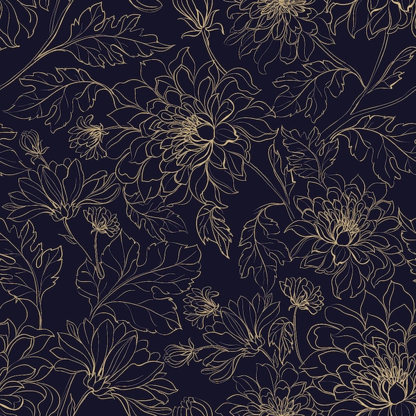 Peel and Stick Wallpaper Navy Gold - Etsy