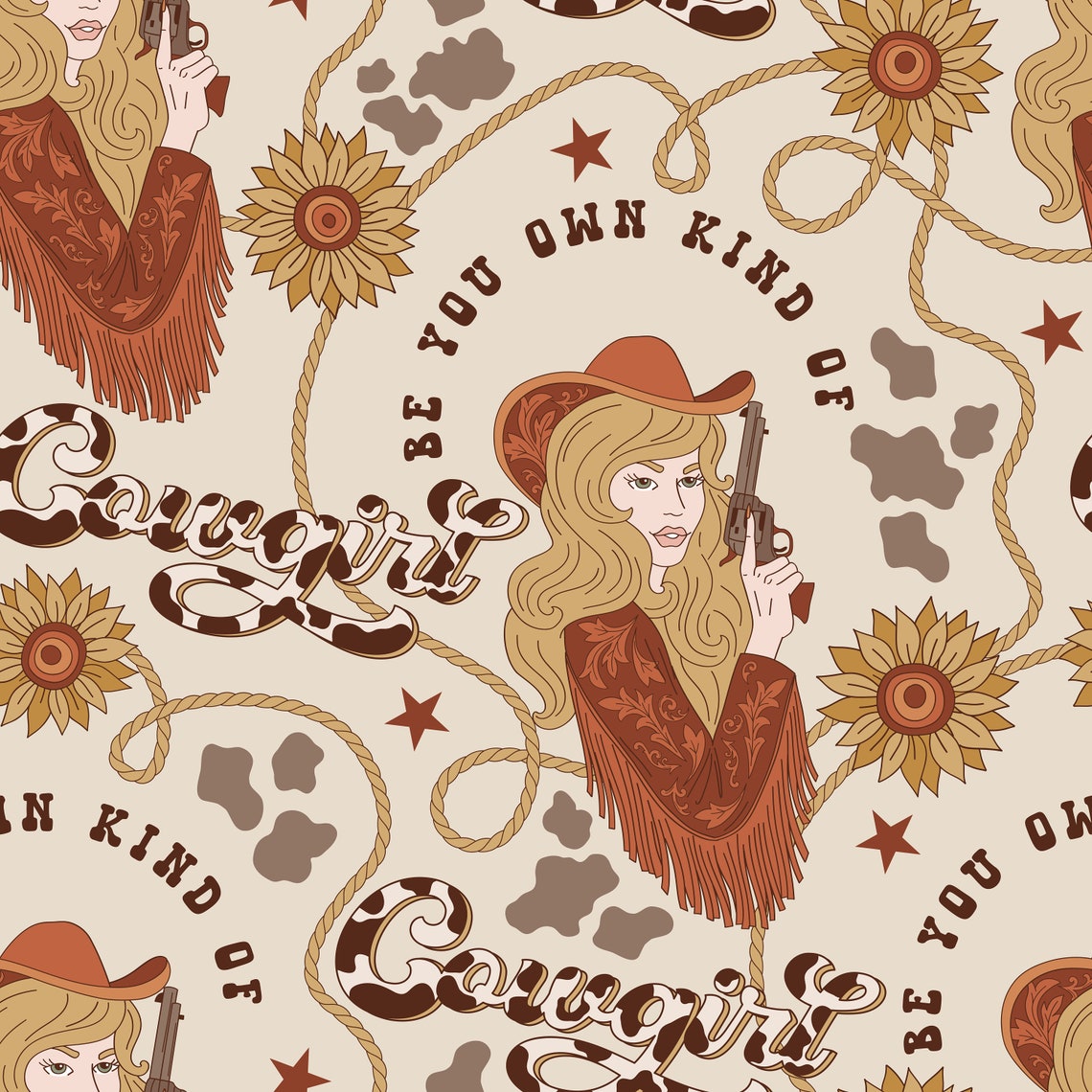 Cowgirl Western Boho Peel and Stick Wallpaper, Howdy Beige Woodland ...