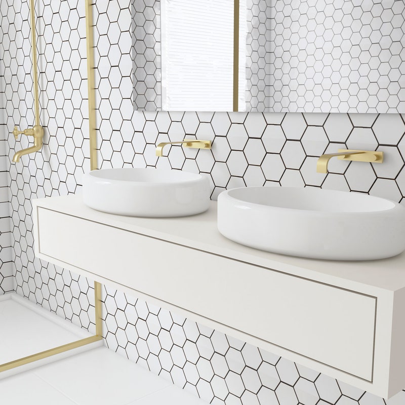 White Tile Wallpaper - Etsy