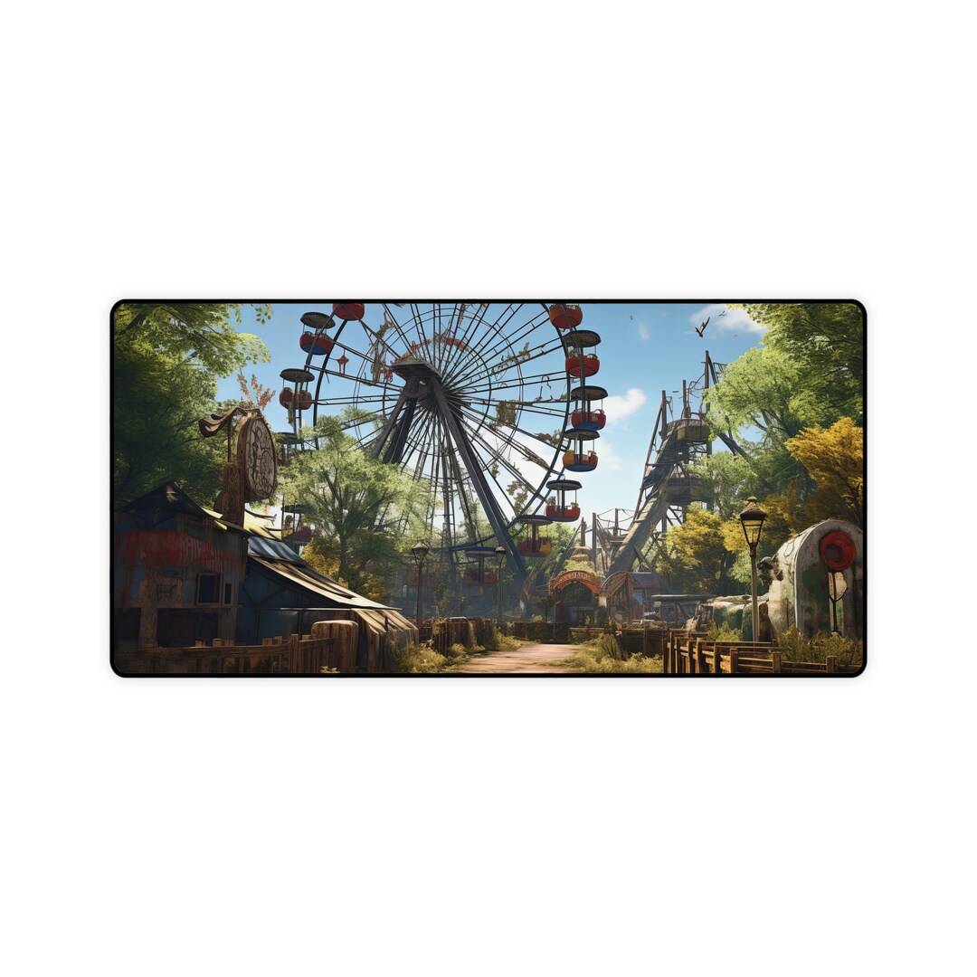 Echoes of Solitude Desk Mat: Abandoned Amusement Park, Melancholic Art ...