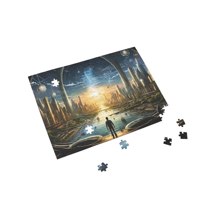 Sentinel's Vigil Puzzle: City Skyline, Protective Shield, Fantasy ...