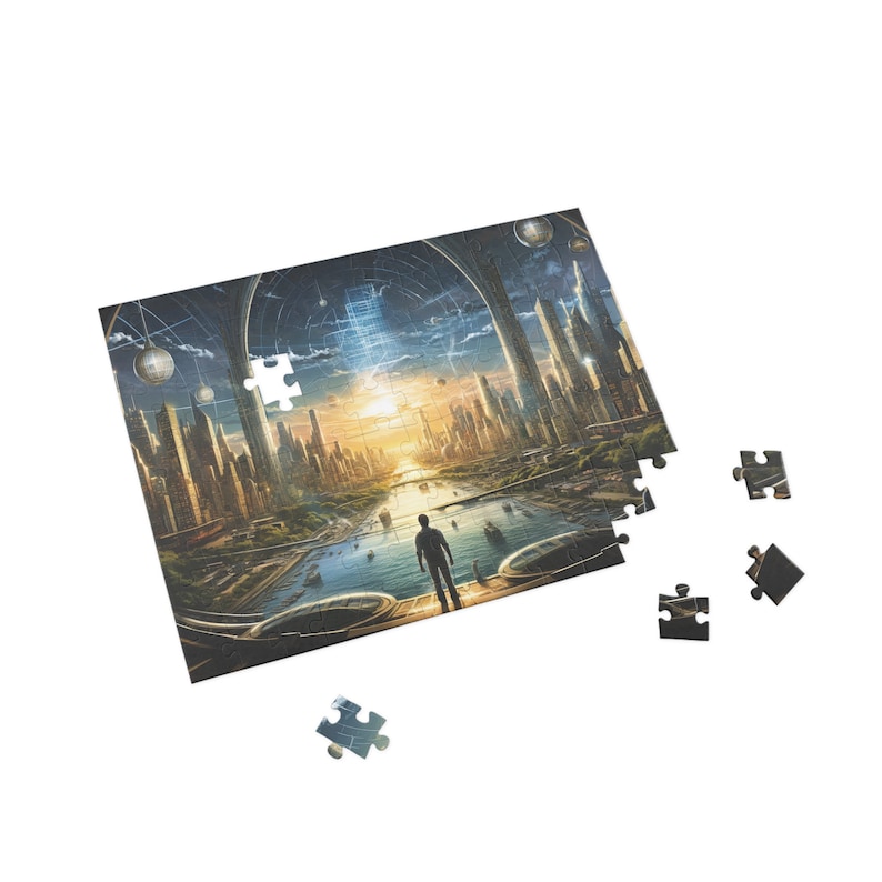Sentinel's Vigil Puzzle: City Skyline, Protective Shield, Fantasy ...