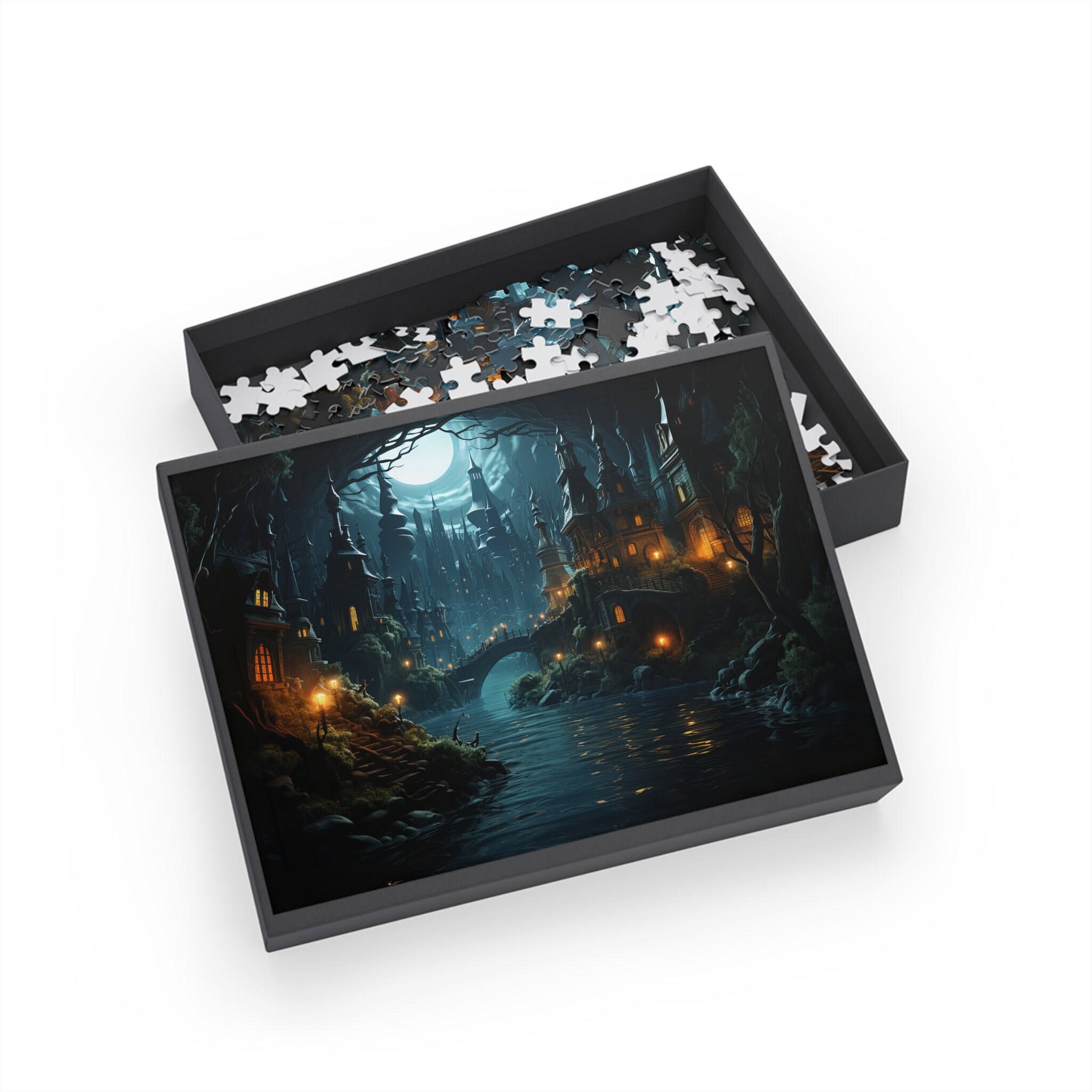 Moonlit Riverside Haven Puzzle: Night Sky, Tranquil River, Magical ...