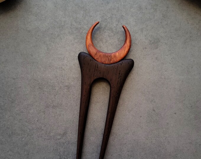 Crescent Moon Hair Stick, Wood Hair Moon, Moon Hairpin, Moon Hair Fork ...