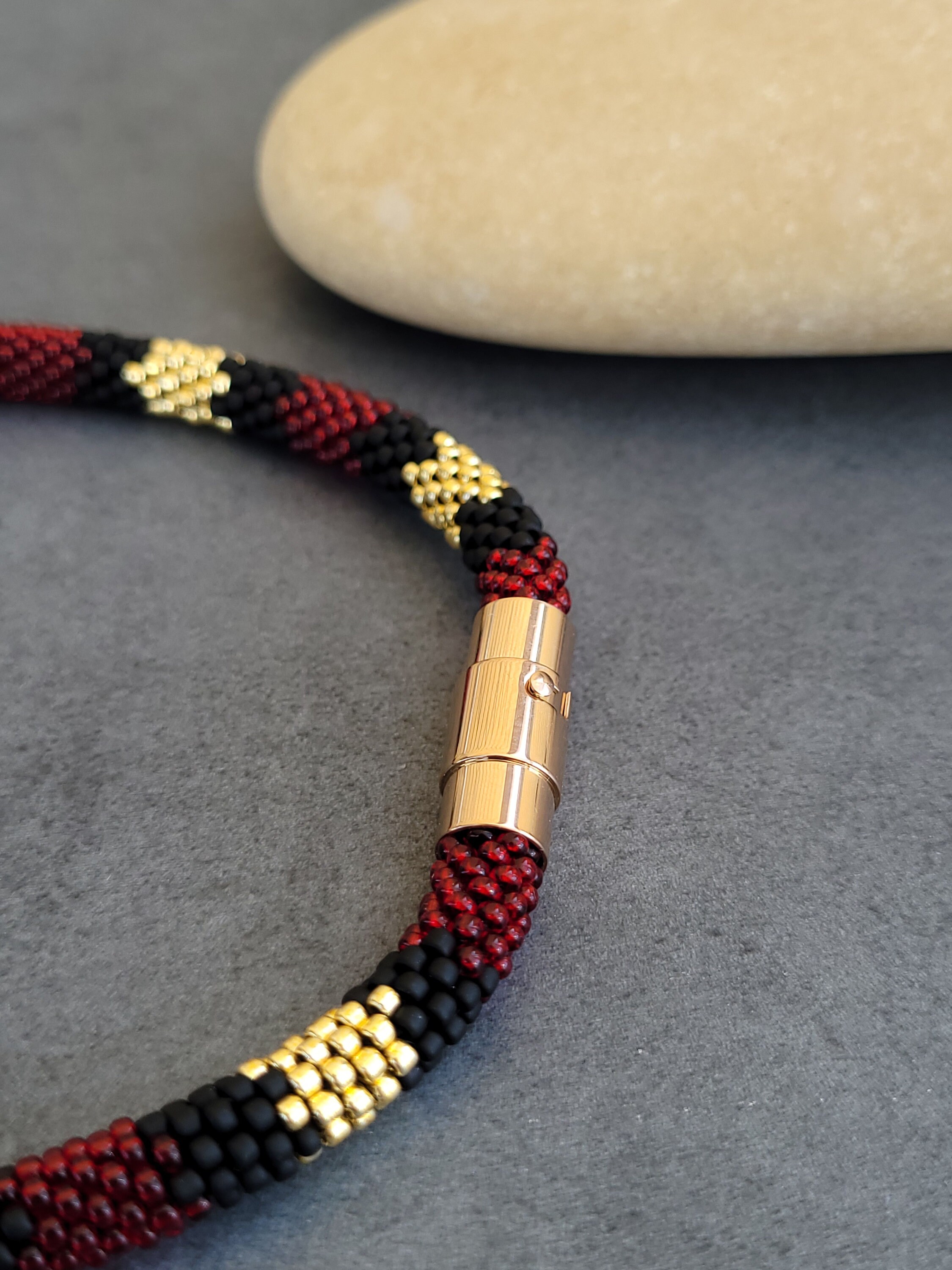 Beaded Snake Necklace With Runic Compass Pendant, Snake Necklace ...