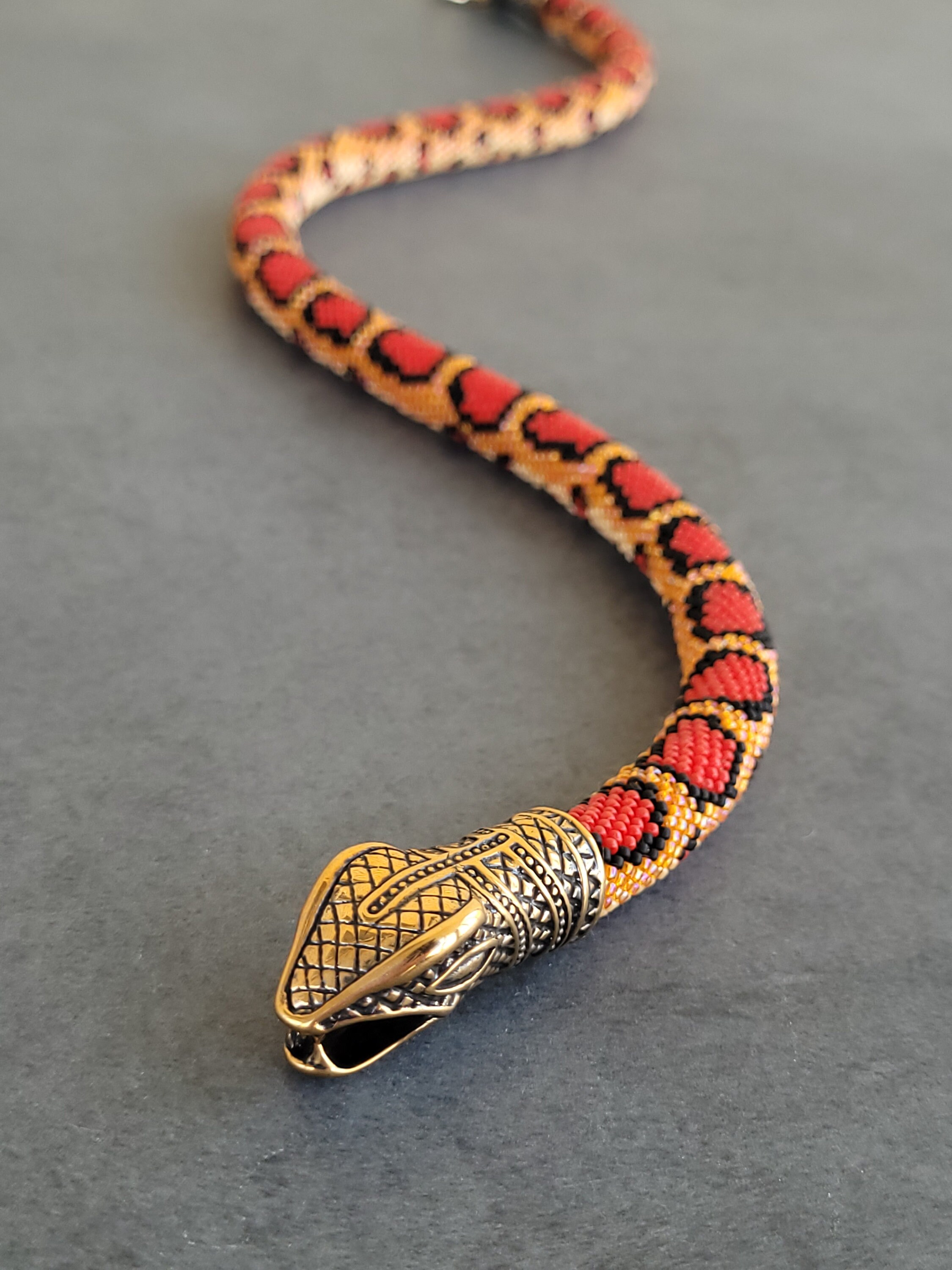 Corn Snake, Beaded Necklace, Snake Necklace, King Snake, Python ...