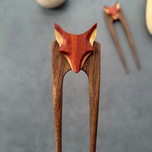 Wooden Fox Hair Fork: Handmade Hair Pin - Etsy