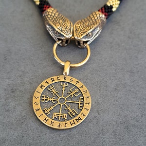 Beaded Snake Necklace With Runic Compass Pendant, Snake Necklace ...