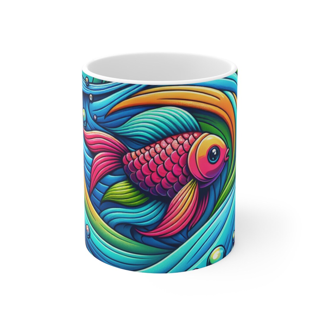 Fish Cup, Coffee Lover, Tea Mug, Ceramic Coffee Cups, 11oz, - Etsy
