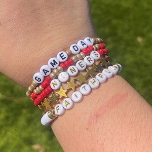 San Francisco 49ers Bracelet Stack Game Day Fan Beaded Bracelets in Red ...