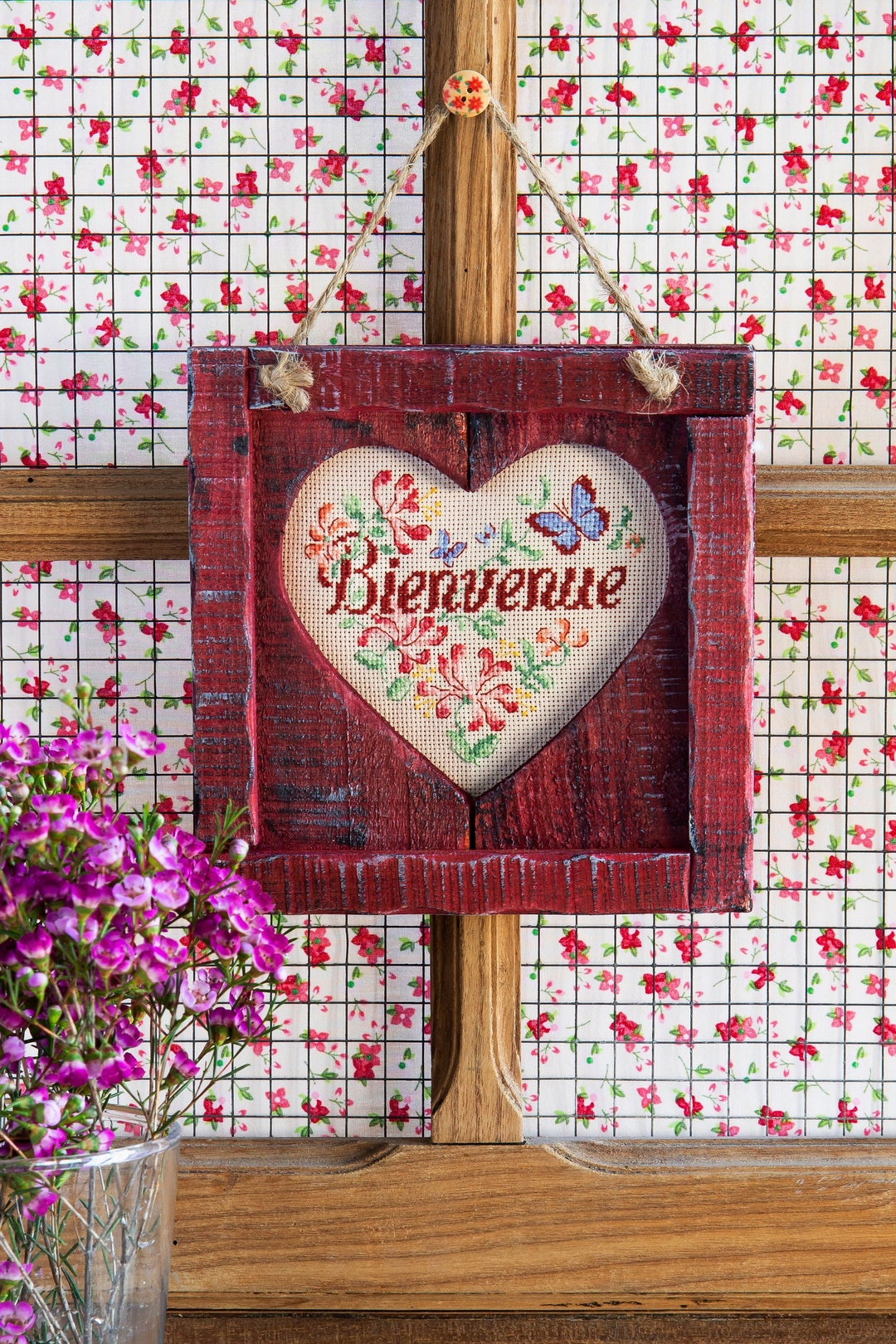 Red “heart” Frame + Cross Stitch Creation 101_welcome Grid - Etsy