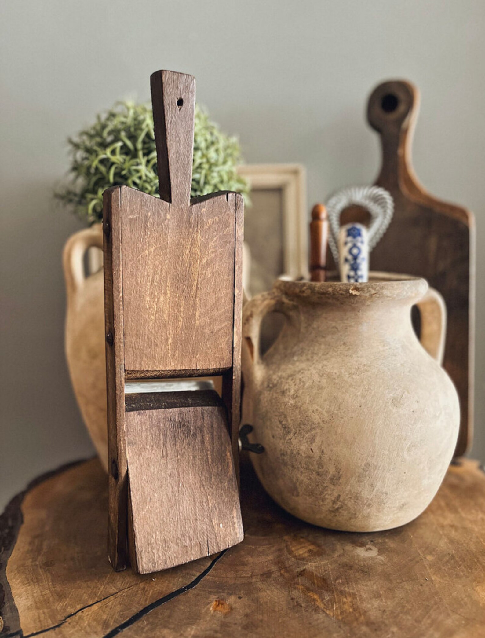 Antique Cutting Board Mandolin 1930s / Wooden Frame Cabbage Slicer ...