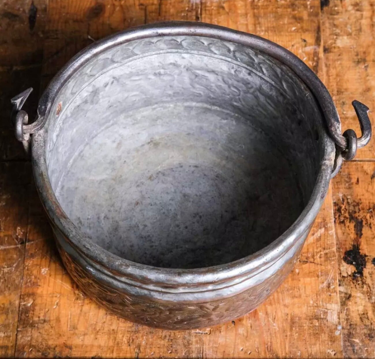 Antique Hand Forged Copper Bucket 50s / Flower Pattern Copper Basket ...