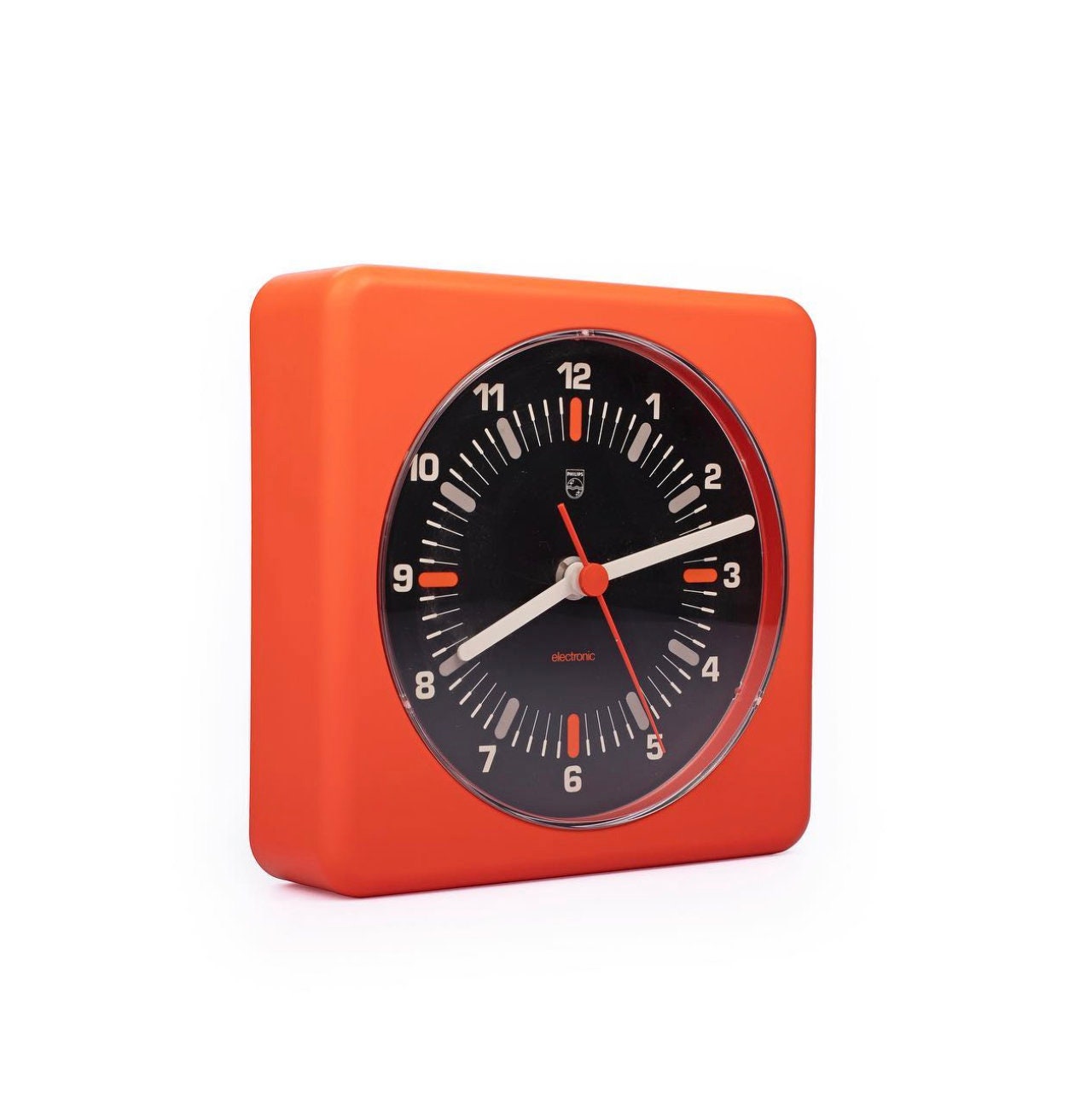 70s Space Age Philips Wall Clock / Orange Pop Art Electronic Wall Clock ...