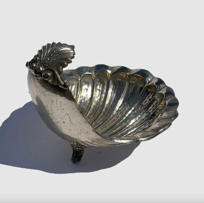 Vintage Footed Sea Shell Shaped Dish / Silver Plate Shell Shaped ...
