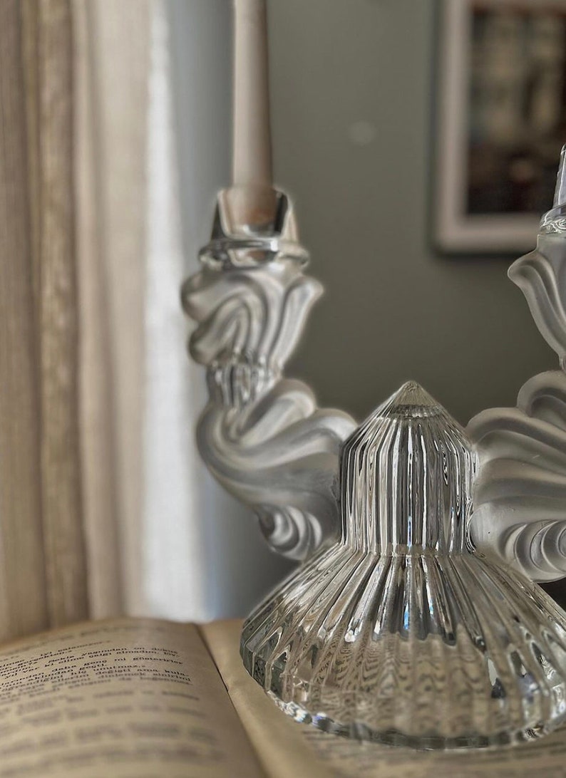 1930s Art Deco Double Arm Candleholder / MALVERNE Crystal Glass ...
