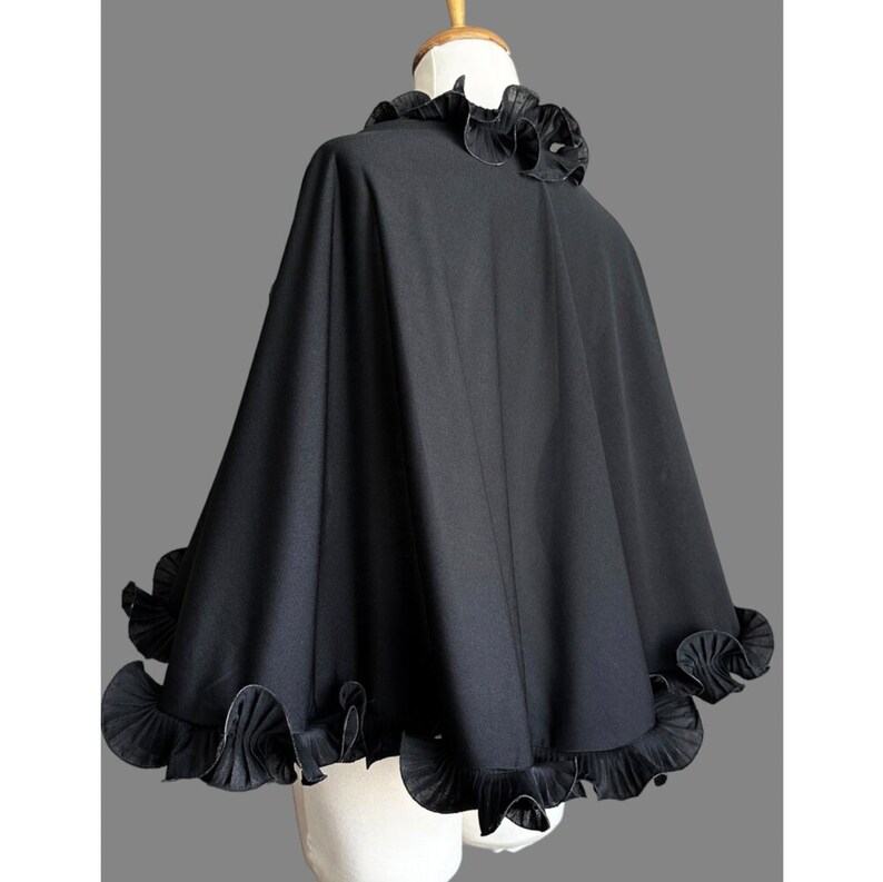 Antique French Cape / Black Ruffled Edge Cabe / Historical Costume ...