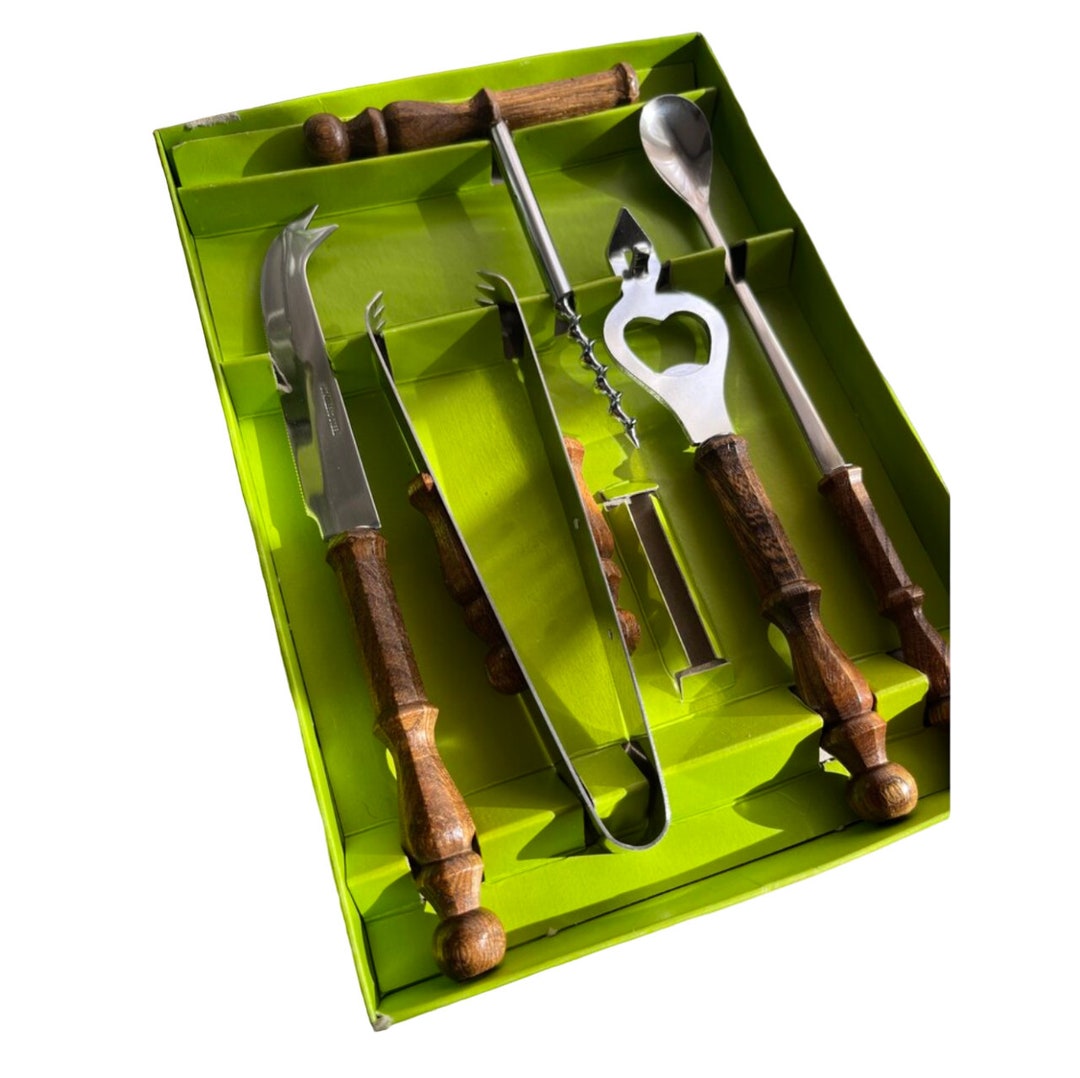German Rustic Vintage Cocktail Set With Wooden Handle / Bottle Opener ...