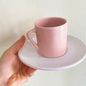 Pink Teapot & 80s Pastel Espresso Set of 5 Coffee Cups and Creamer ...