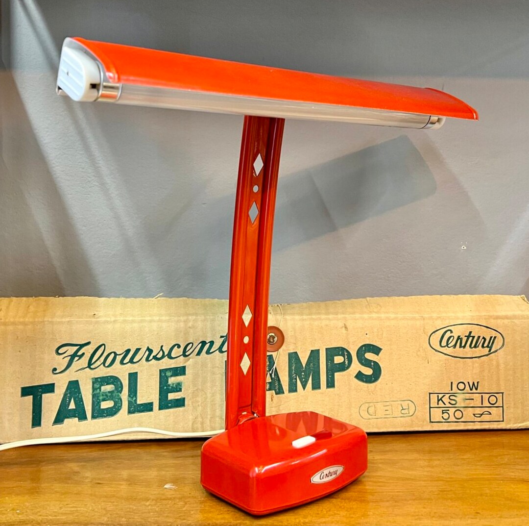 Century fluorescent Table Lamp / Pop Art Red Desktop Lamp / Red Modern ...