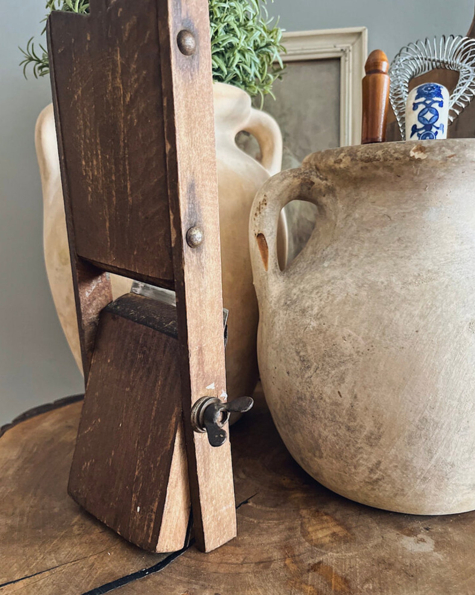 Antique Cutting Board Mandolin 1930s / Wooden Frame Cabbage Slicer ...