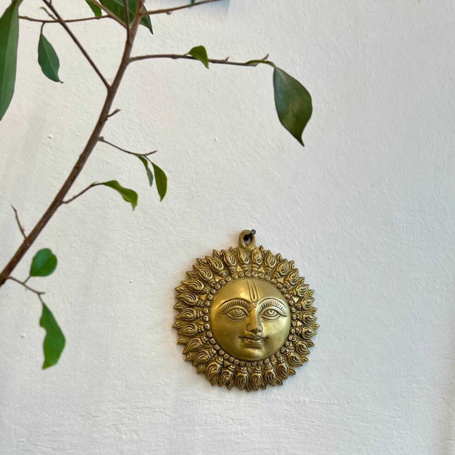Vintage Brass Sun Face Wall Decor / Sun Shaped Goddess Wall Hanging ...