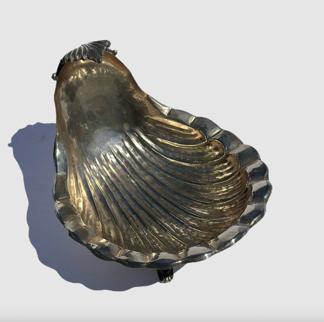 Vintage Footed Sea Shell Shaped Dish / Silver Plate Shell Shaped ...