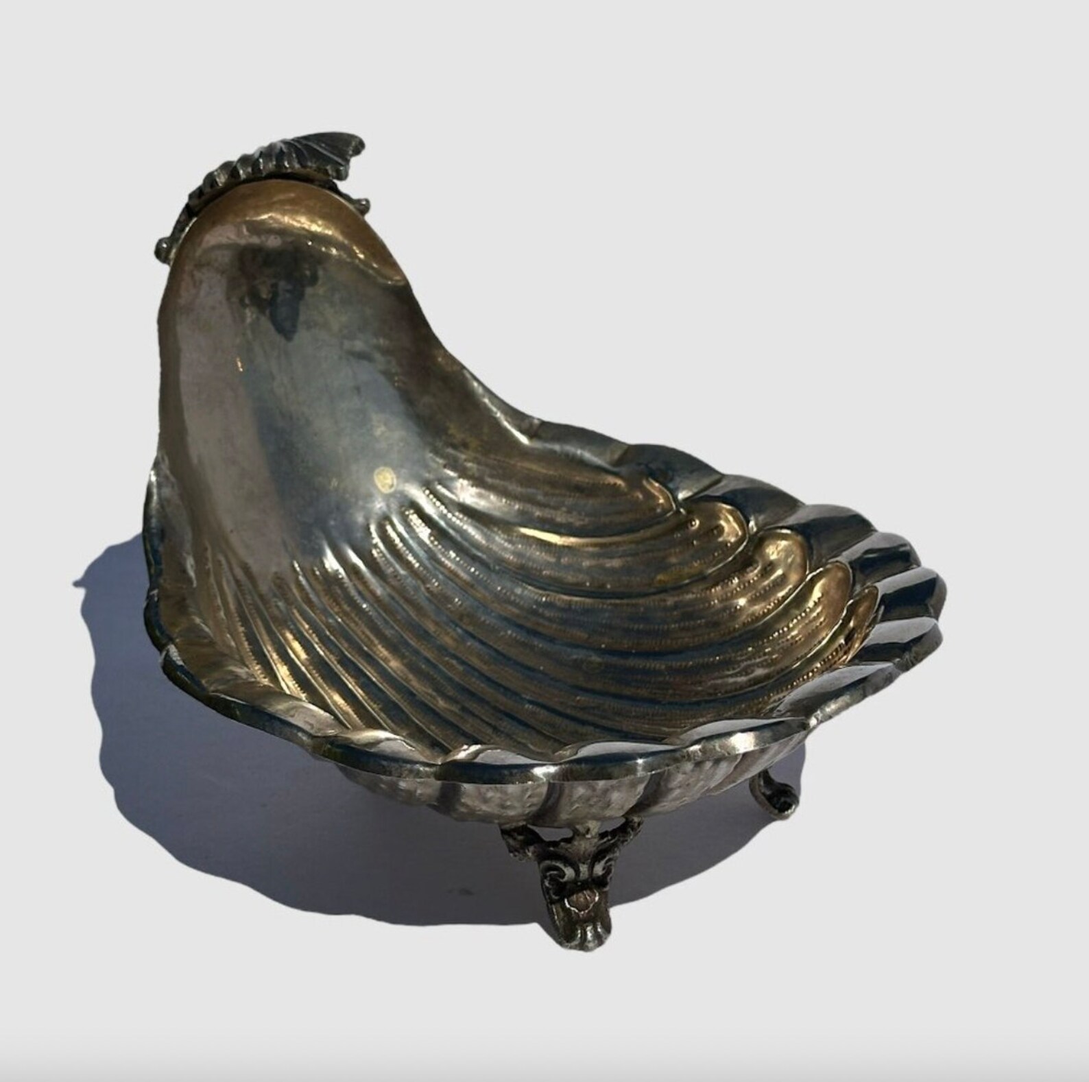 Vintage Footed Sea Shell Shaped Dish / Silver Plate Shell Shaped ...
