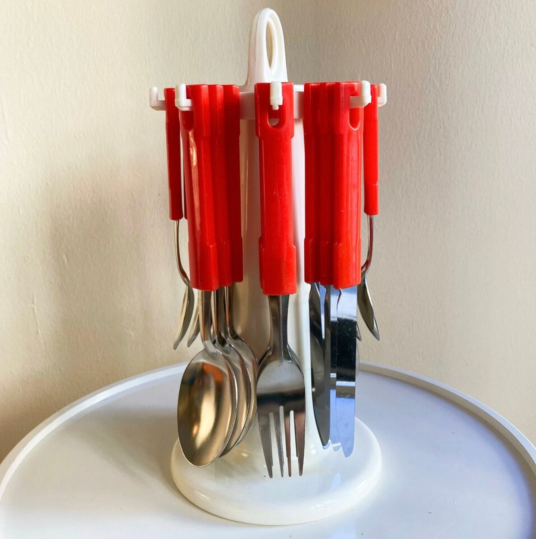 Vintage Pop-art Red Cutlery Set With Revolving Carousel / Red and ...