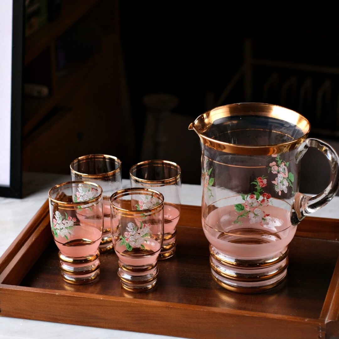 French Lemonade Set Pitcher and 4 Glasses / Alfresco Dining, Garden ...