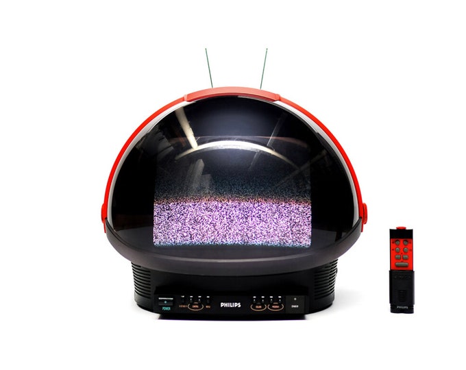 Philips Discoverer TV 1983 / Vintage Philips Helmet TV / Retro Red Game ...